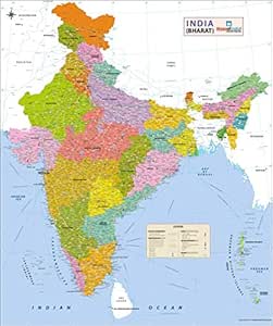 Mapsofindia - New India Map in vivid colors (36"W x 43"H) - 2019 ...