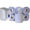 Pack of 6 Centrefeed Blue Paper Rolls & Dispenser Unit : Amazon.co.uk ...