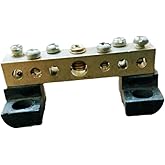 SELVO 8 Ways Brass Neutral Link 8 Screw Terminal Grounding Bar Block For cable looping and ...