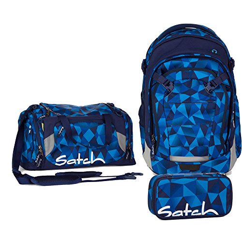 Satch Schulrucksack-Set 3-tlg Match Blue Crush 9A2 blau polygon ...