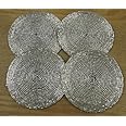eMarkooz Silver Metal Beaded Round Coasters (Set of 4) : Amazon.co.uk ...