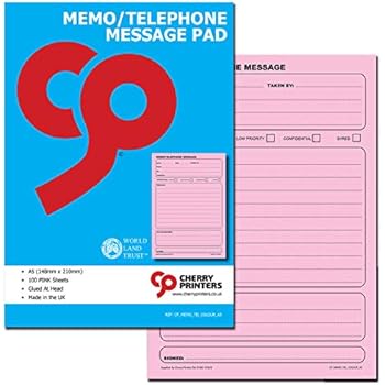 Telephone Message Note Pads, 105 x 148mm, 100 Sheets per Pad, 5 Pads ...
