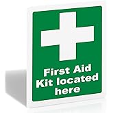 First aid box here - safety sign - AED sign, first aid stickers, first ...