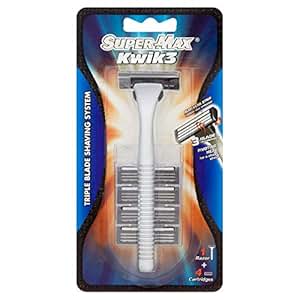 Super-Max Triple Blade Shaving System Razor 1 Handle + 5 Cartridges ...