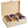 Wooden Box, 30x20x10 cm Tea Box Storage, Tea Chest Boxes Wooden with 6 ...