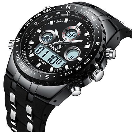 Mens Big Face Digital Analogue Sports Watches Men Waterproof Electronic ...