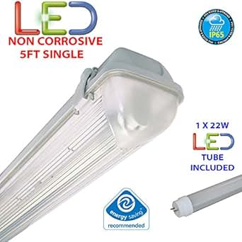 5FT SINGLE LED 22W - NON CORROSIVE WEATHERPROOF FLUORESCENT LIGHT ...