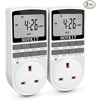 Electronic digital mains Timer Socket Plug-in with LCD Display 12/24 ...