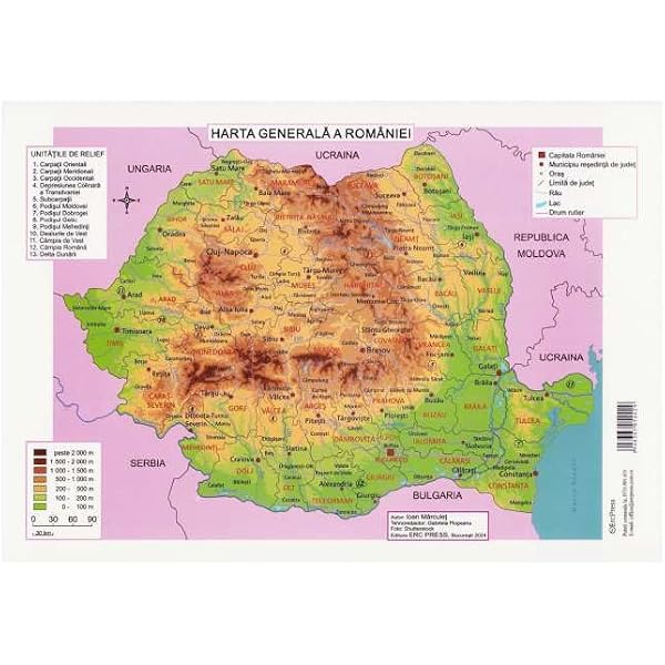 Harta Fisica A Romaniei Com Unidades De Alivio Harta Fizica A Romaniei