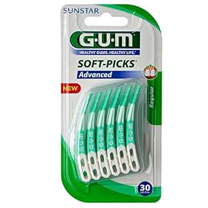 Gum Dental Soft Picks Advanced 30 Piece with Travel Case Regular ...