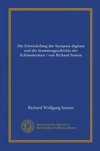 Amazon.in: Buy Die Entwickelung der Synapata digitata und die ...