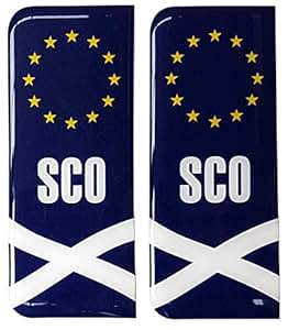 Scotland Number Plate Blue Sticker Decal Badge SCO Flag EU Euro Stars ...