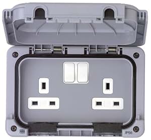 MK Masterseal 56482 GRY 2 Gang Switched Outdoor Socket (Old Version ...