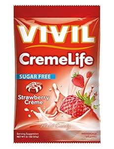 Vivil - Caramelle classiche cremose senza zucchero, aroma fragola e ...