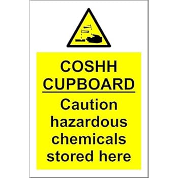 COSHH Cupboard hazardous chemicals stored here Safety Sign - 1.2mm ...