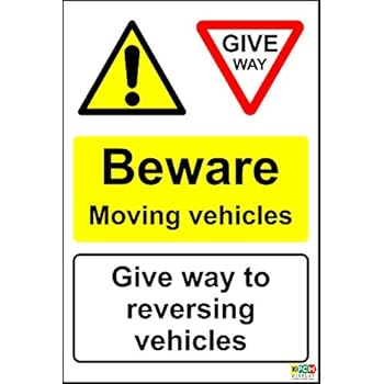Caution moving vehicles beware of vehicles reversing sign - 1.2mm rigid ...