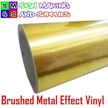 Brushed Metal Effect Vinyl Gold/Brass Roll of 1mtr x 305mm Sticky Back ...
