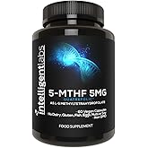 1MG L-5 MTHF by Intelligent Labs, 120 Capsules 4 Months Supply, L-5 Methylfolate Activated Folic ...