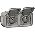 Legrand - Double socket with earthing contact, waterproof, pre-wired ...