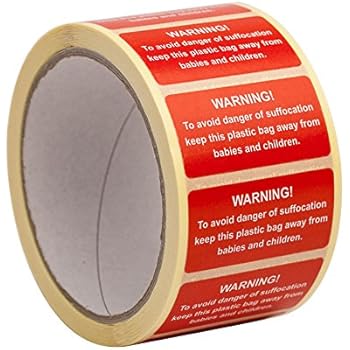 500 Suffocation Warning Labels for Cellophane Bags Warning of ...