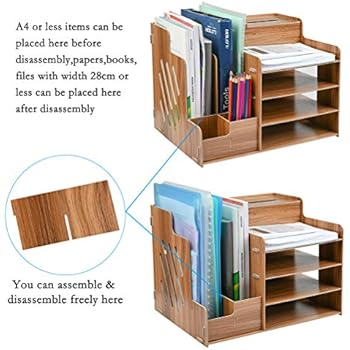 Desk Organiser, Lesfit Multifunctional Cool Modern Square Makeup Wooden ...