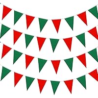 Green and Red Pennant Banner,2 Pcs Christmas Party Triangle Flag ...