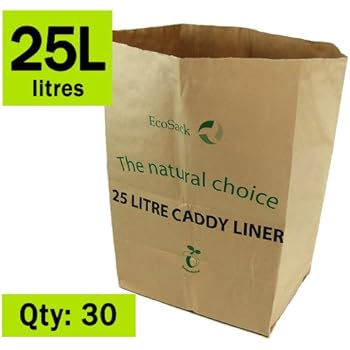 8 Litre x 25 Paper Compostable Bags Kitchen Caddy Liners - Food Waste ...