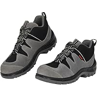 Karam FS64 Suede Grey Leather Safety Shoes for Men | Double Density ...