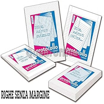 RISMA FOGLI PROTOCOLLO A RIGHE SENZA MARGINE 21X29 CM 60 GR 200 FF ...