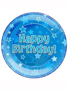 Happy Birthday Blue Stars Paper Plates 8pk: Amazon.co.uk: Toys & Games