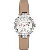 Michael Kors Ladies Water Resistant Quartz Watch with Leather Strap ...