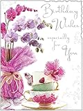 Pink Flowers Birthday Card (JJ8856): Amazon.co.uk: Kitchen & Home