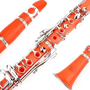 Glory Bb Clarinet Orange Red Body Nickel Keys with Accessories: Amazon ...