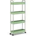 SOLEJAZZ 4-Tier Storage Trolley Cart Slide-out Slim Rolling Utility ...