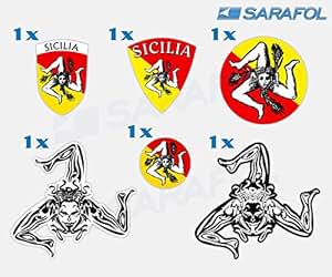 Set di 6 Adesivi Siciliani (Nr.070) Adesivo Trinacria Adesivi Sicilia ...
