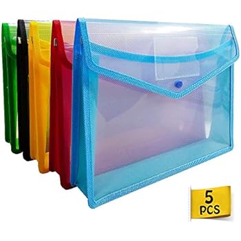 Plastic Wallets - 5 Pcs Plastic Folders A4 Popper Wallet Document ...