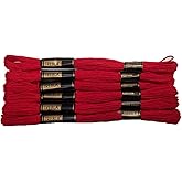 Trebla Pack of 6 Embroidery Thread/Skeins - 8m - Christmas Red - Col ...