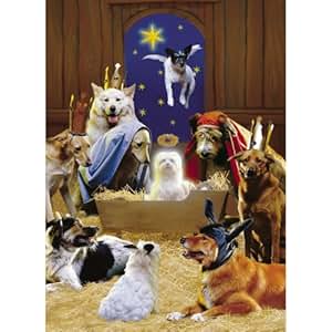 DOGS NATIVITY SCENE "MERRY CHRISTMAS!" SINGLE CHRISTMAS CARD by AVANTI ...