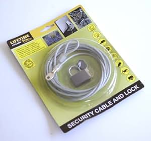 Heavy Duty Security Cable - 3M Steel wire and lock for bikes, outdoor ...