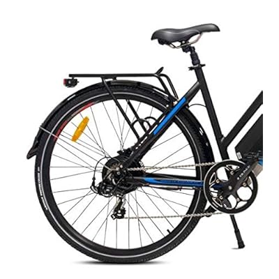 URBANBIKER Viena Trekking E Bike Blau/Gelb, Motor 250W, herausnehmbarer ...