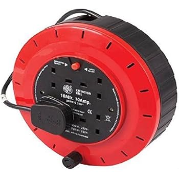 10M EXTENSION CABLE REEL LEAD 4 WAY SOCKET ELECTRICAL HEAVY DUTY 10 AMP ...