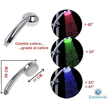 Doccia LED LUMINOSA a LED 3 colori LED Shower DOCCETTA SOFFIONE: Amazon ...