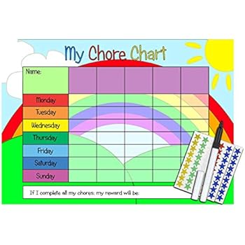 Childrens Kids Rota Reward Task Chore Chart Rainbow: Amazon.co.uk ...