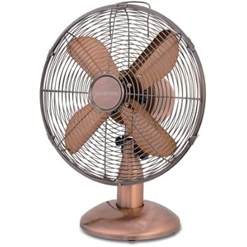 12" Rose Gold Copper Desk Fan 30cm 3 Speed Oscillating Warm Weather ...
