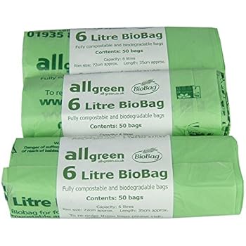 All-Green 6 Litre Biobag Compostable Kitchen Caddy Liners Food Waste ...