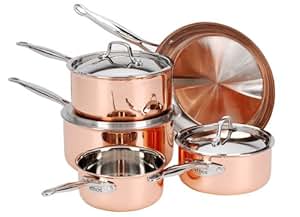 Ethos Tri-ply Copper Saucepan Set, 5 Piece: Amazon.co.uk: Kitchen & Home