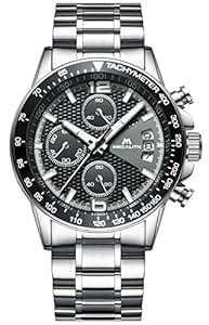 Mens Chronograph Stainless Steel Watches Men Sports Waterproof Date ...