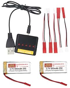 DeeRC 5-IN-1 Battery Charger and Two 3.7V 800mah Battery for DFD F181 ...
