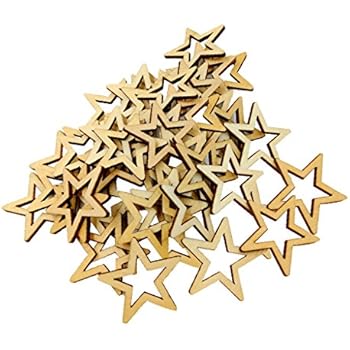50 Pieces Hollow Star Shape Unfinished Wooden Embellishment Pieces for ...