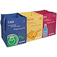 Recycling Waste Bin Set of 3 Rubbish Sorting Bags with Carry Handles ...